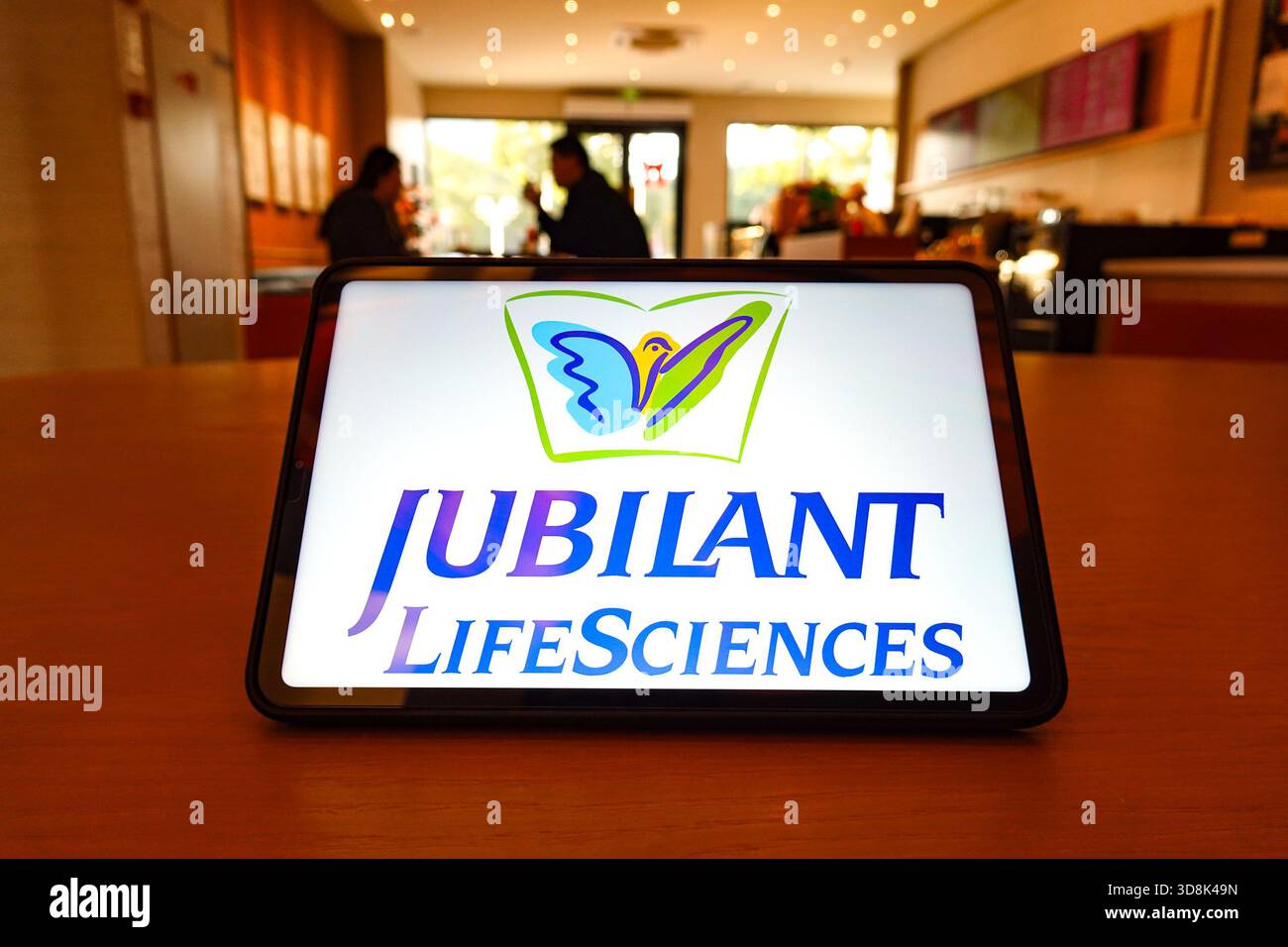 In this photo illustration, the Jubilant Life Sciences logo is seen ...