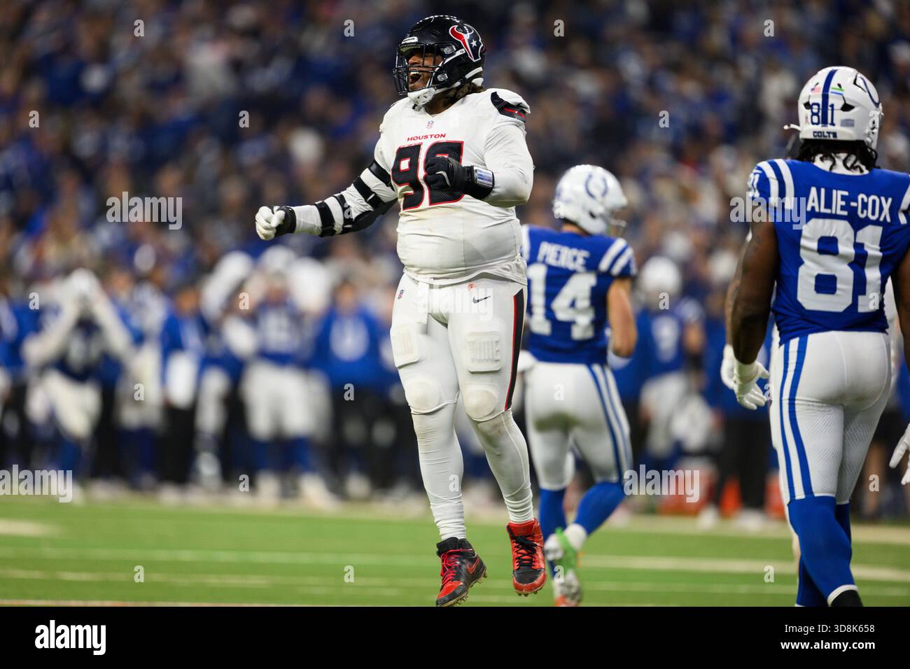 Houston Texans defensive tackle Tim Settle Jr. (98) celebrates on the ...