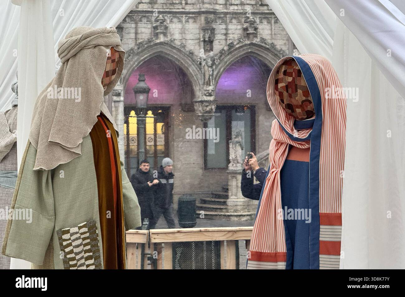 A Nativity scene containing characters with cloth faces, by Belgian ...