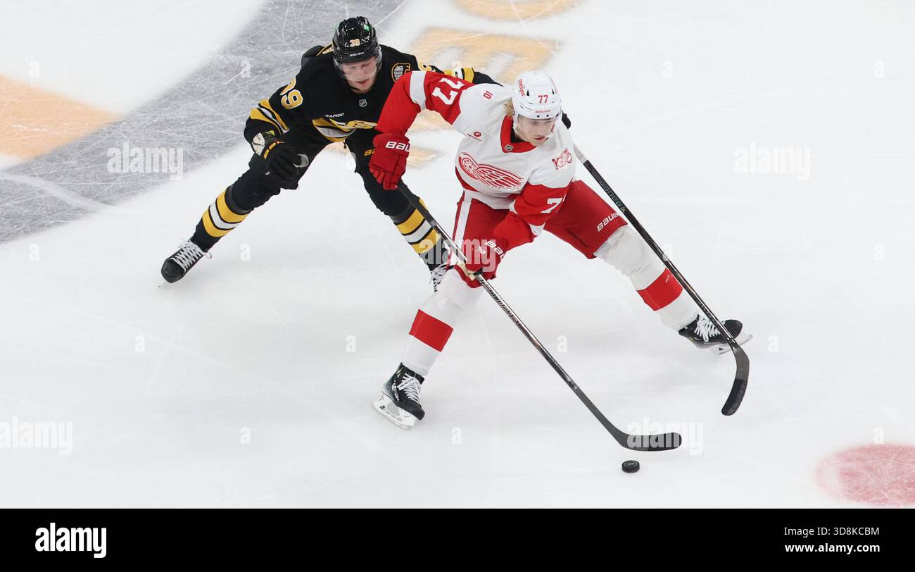 Boston Bruins center Morgan Geekie (39) and Detroit Red Wings ...