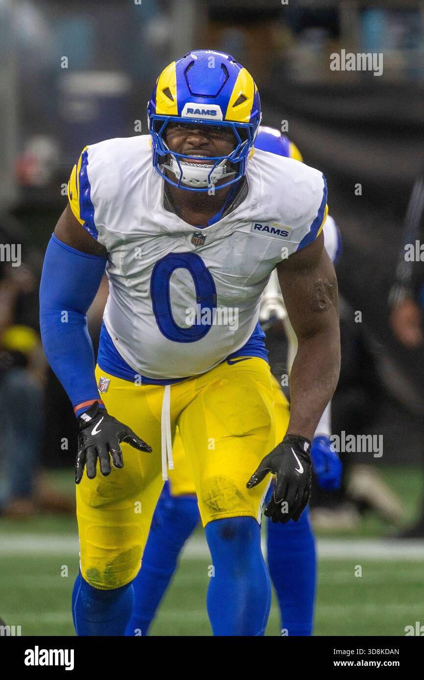 Los Angeles Rams linebacker Byron Young plays against the Carolina ...