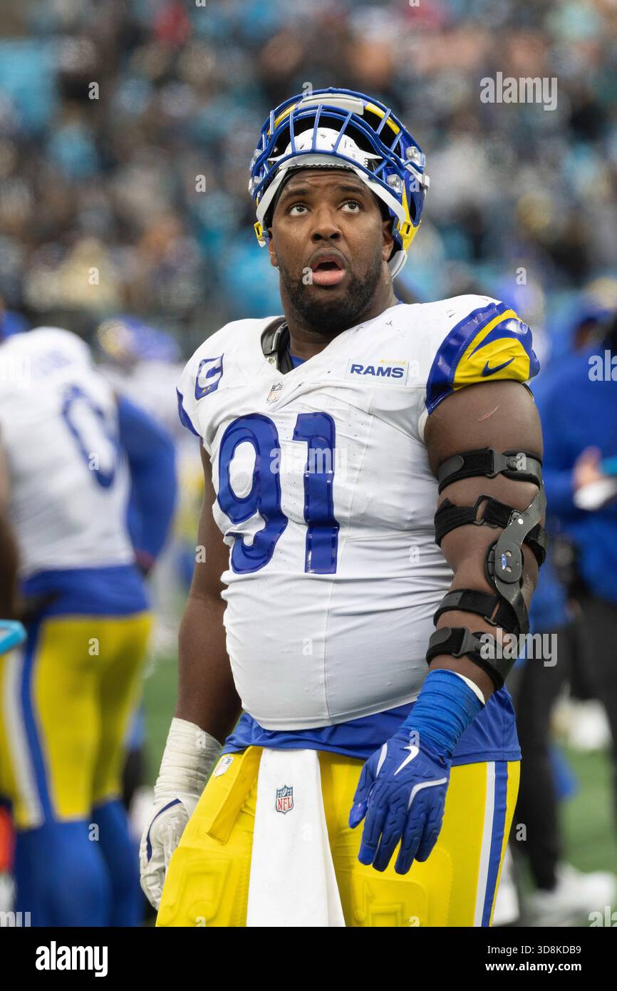 Los Angeles Rams linebacker Byron Young plays against the Carolina ...