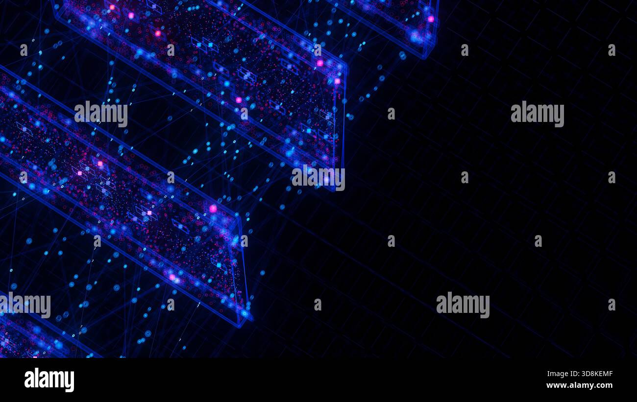 Closeup of Neural network model, LLM structure complex. AI big data ...