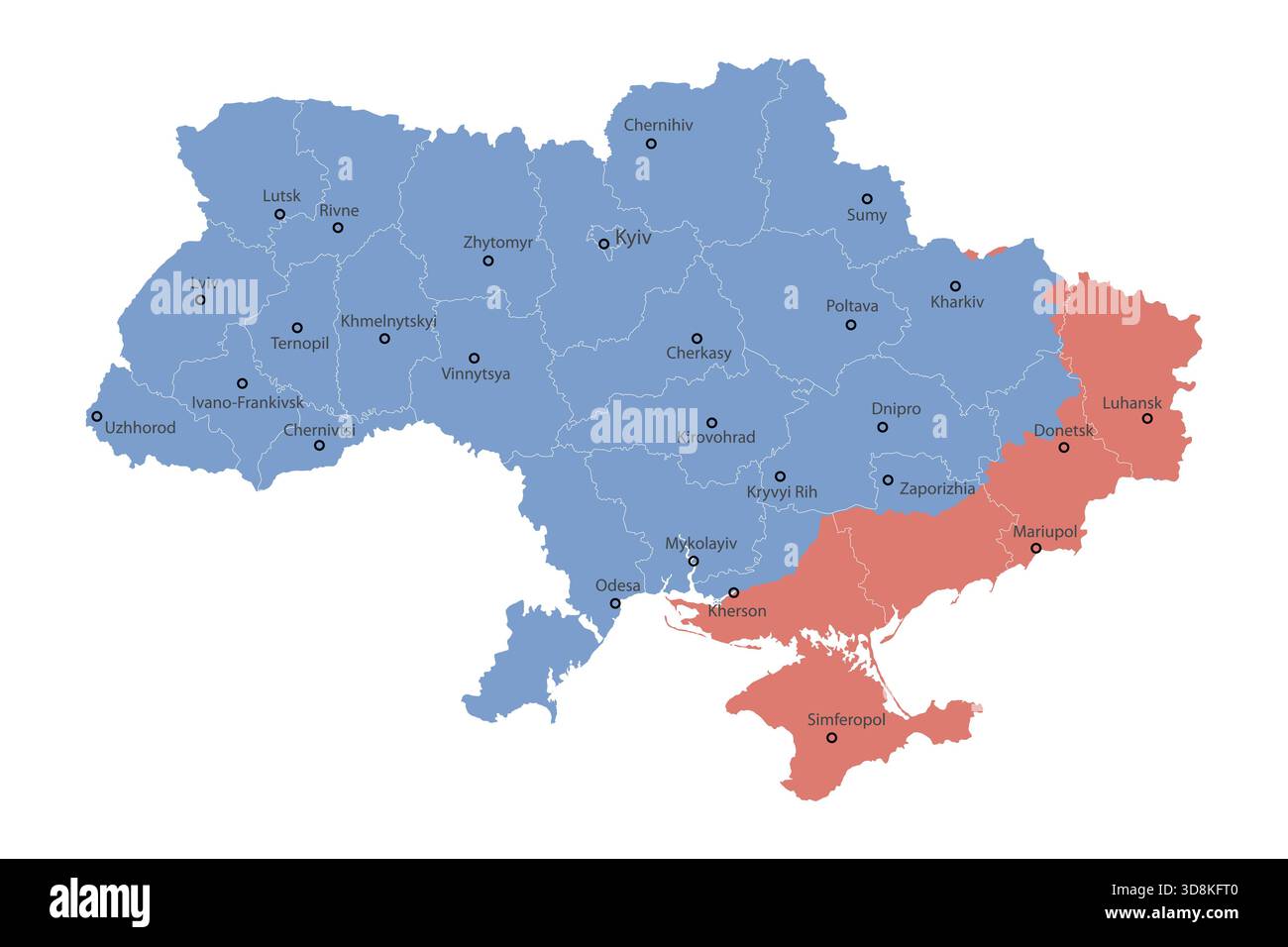 A detailed political map of Ukraine highlighting disputed regions in ...