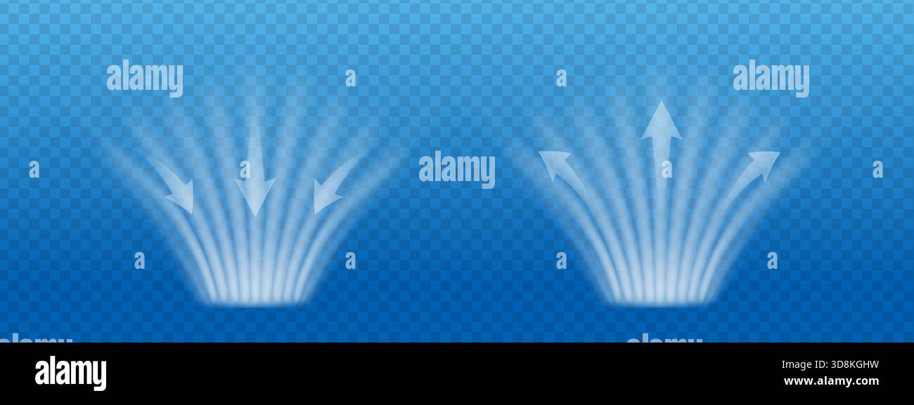 Fresh blue air bursts into flowing waves with transparent swooshes and ...