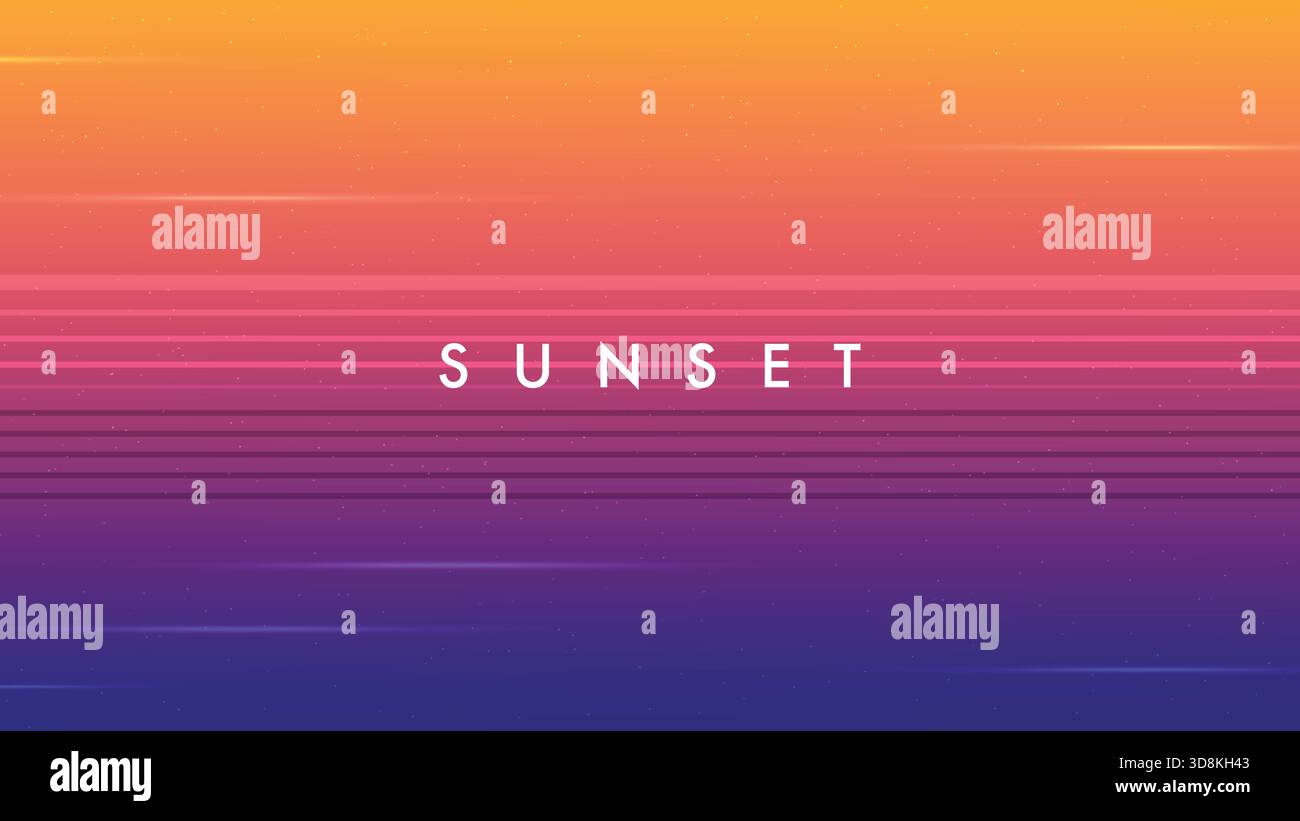 Gradient sunset background with neon lines and pixelated retro ...