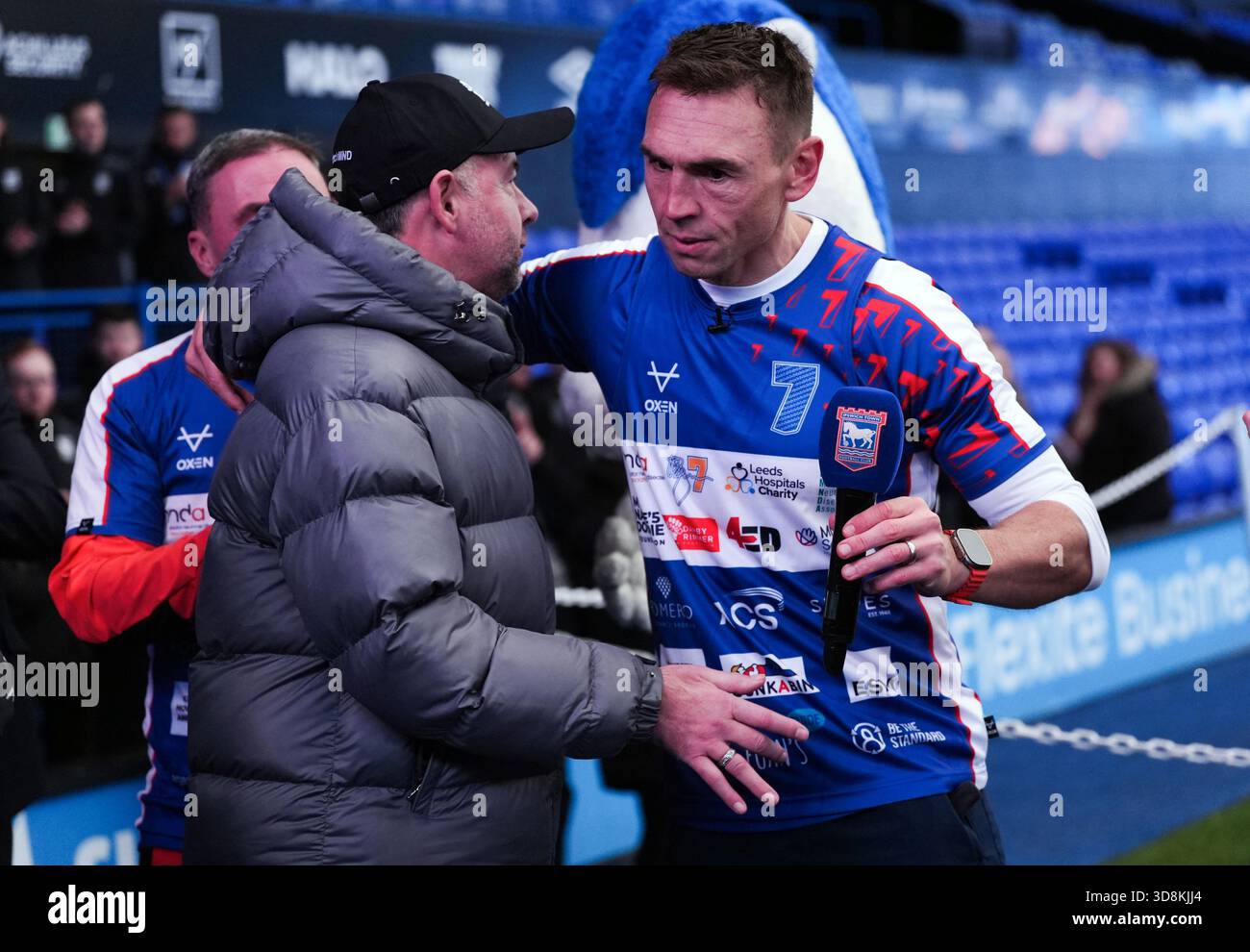 Kevin Sinfield alongside Marcus Stewart (left) at Portman Road home of ...