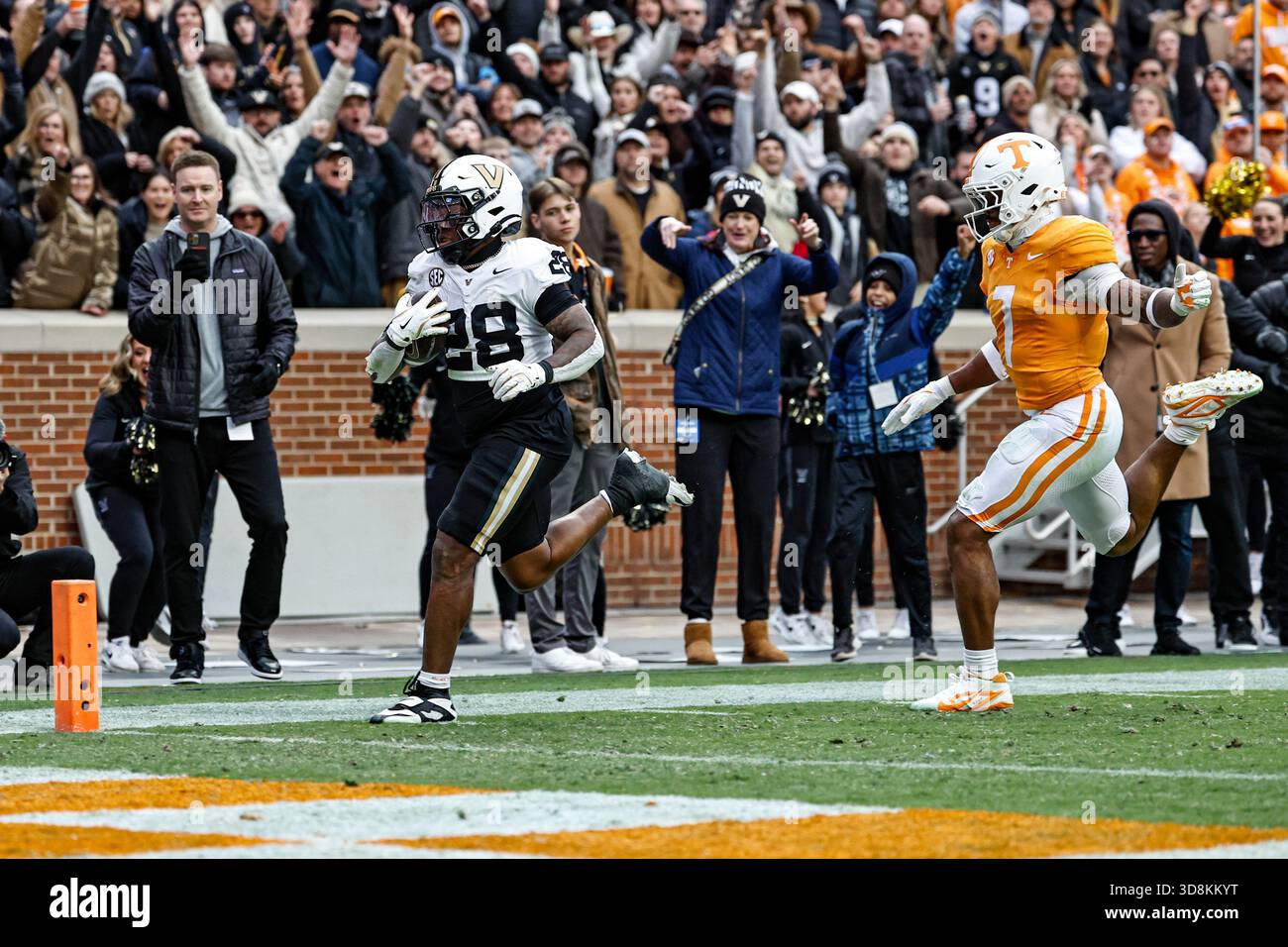 Vanderbilt running back Sedrick Alexander (28) outruns Tennessee ...