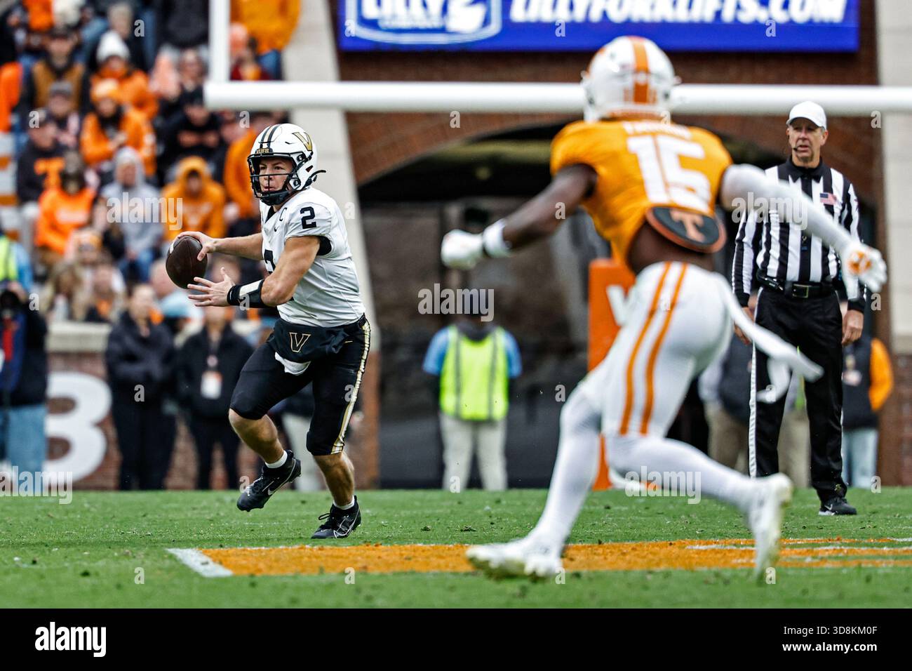 Vanderbilt quarterback Diego Pavia (2) looks for a receiver during the ...
