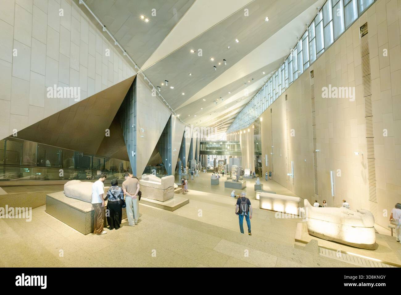 Grand egyptian museum interior welcoming visitors to ancient history ...