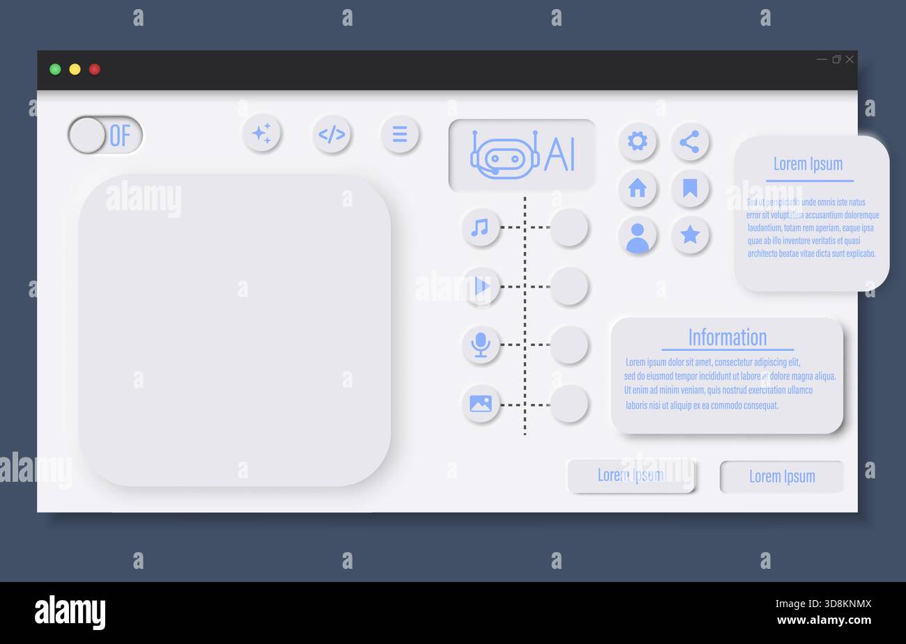 Stylish AI control panel mockup showing minimalist interface layout for ...