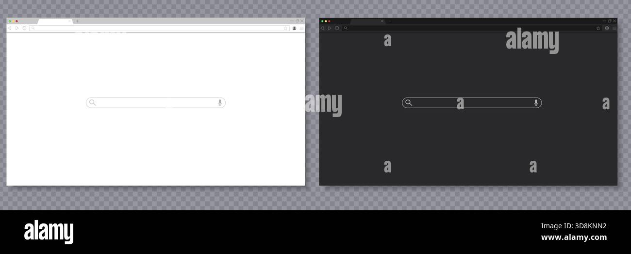 Realistic light and dark browser window mockup with search bar for web ...