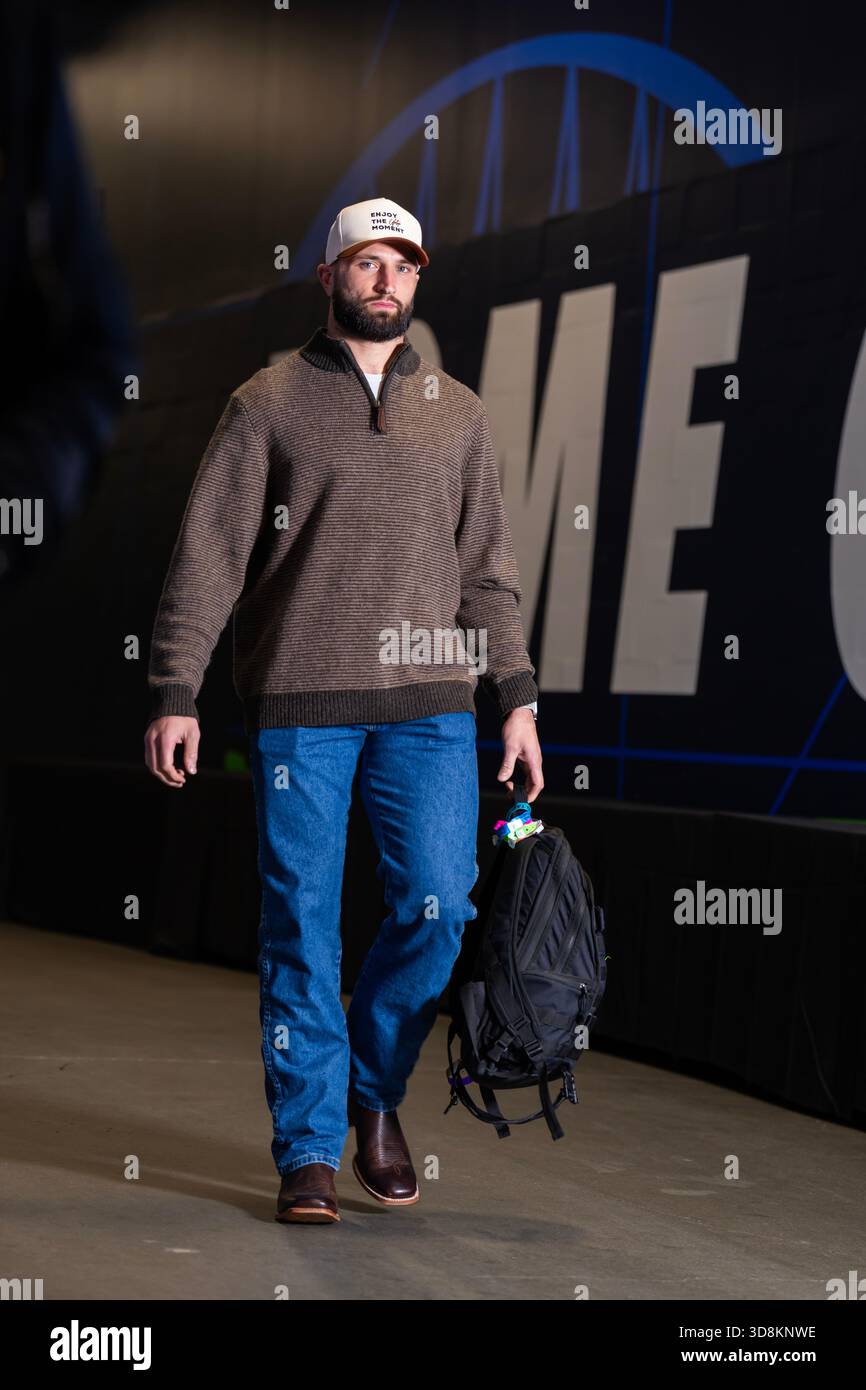 Seattle Seahawks linebacker Patrick O'Connell (52) arrives before an NFL football game against ...