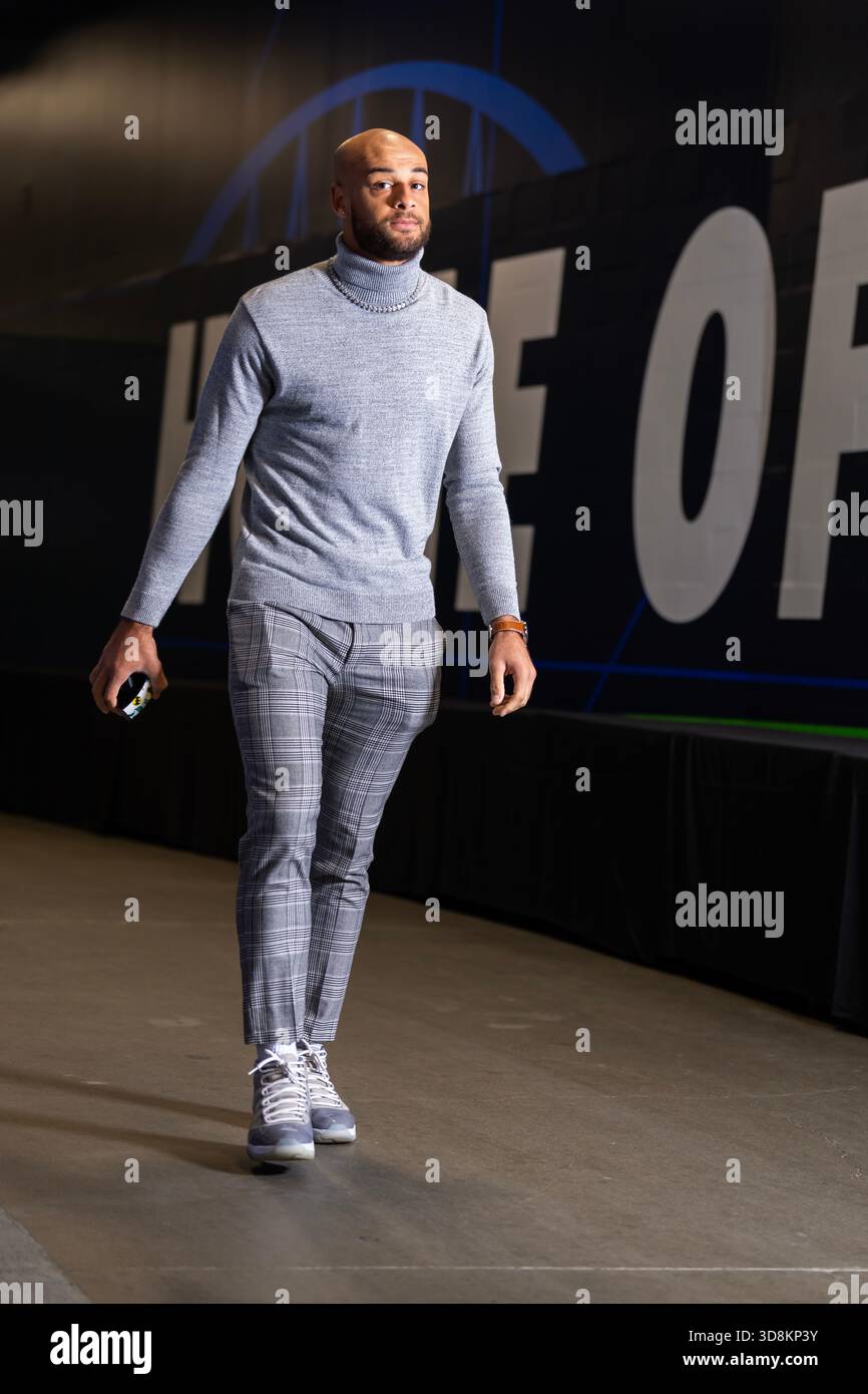 Seattle Seahawks wide receiver Cody White (82) arrives before an NFL ...