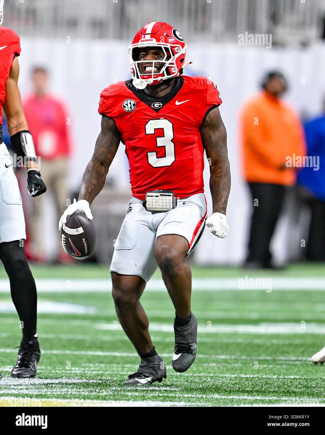 ATLANTA, GA - NOVEMBER 28: Georgia running back Nate Frazier (3) reacts ...