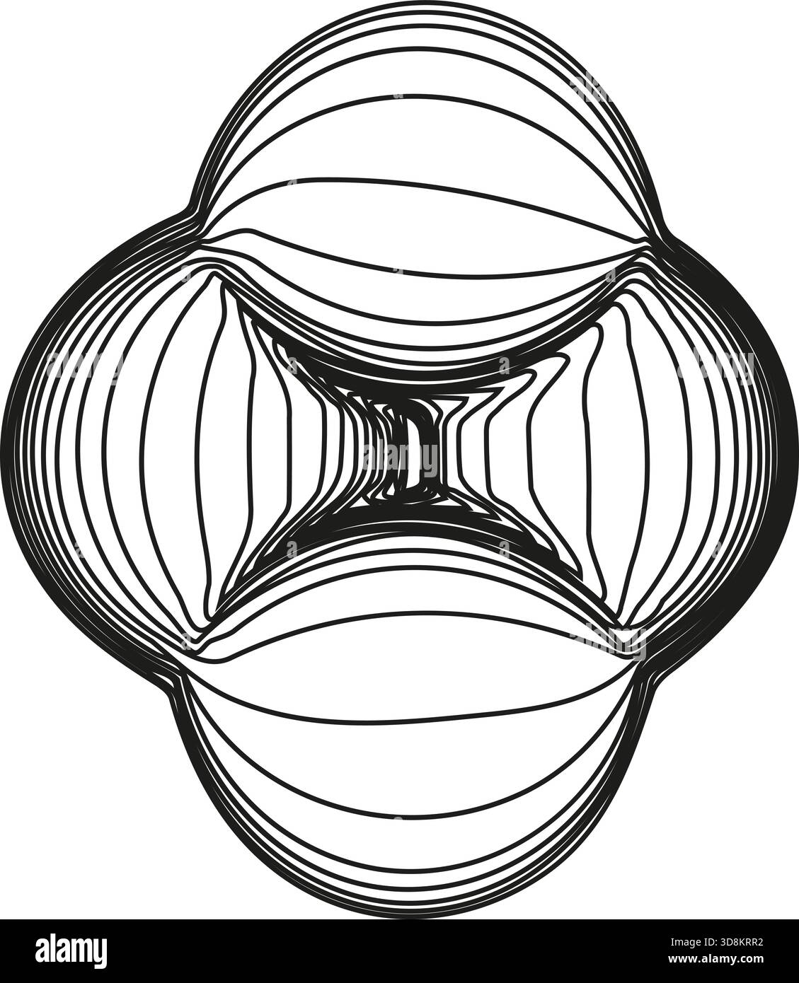 A design composed of curved geometric forms within a circular boundary ...