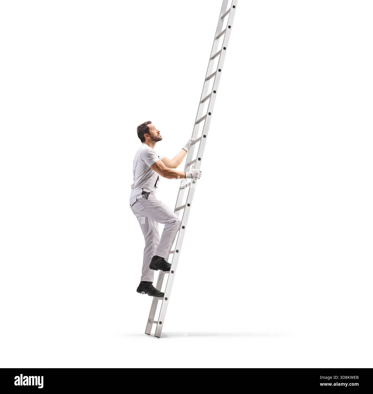 Man worker on step Cut Out Stock Images & Pictures - Alamy