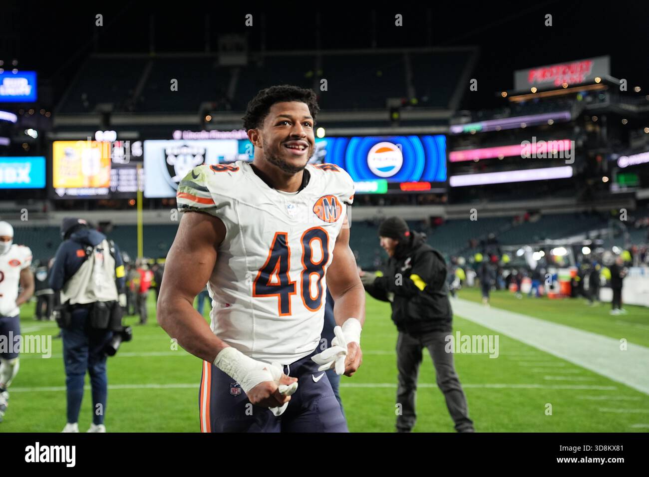 Chicago Bears' D'Marco Jackson in action after an NFL football game ...