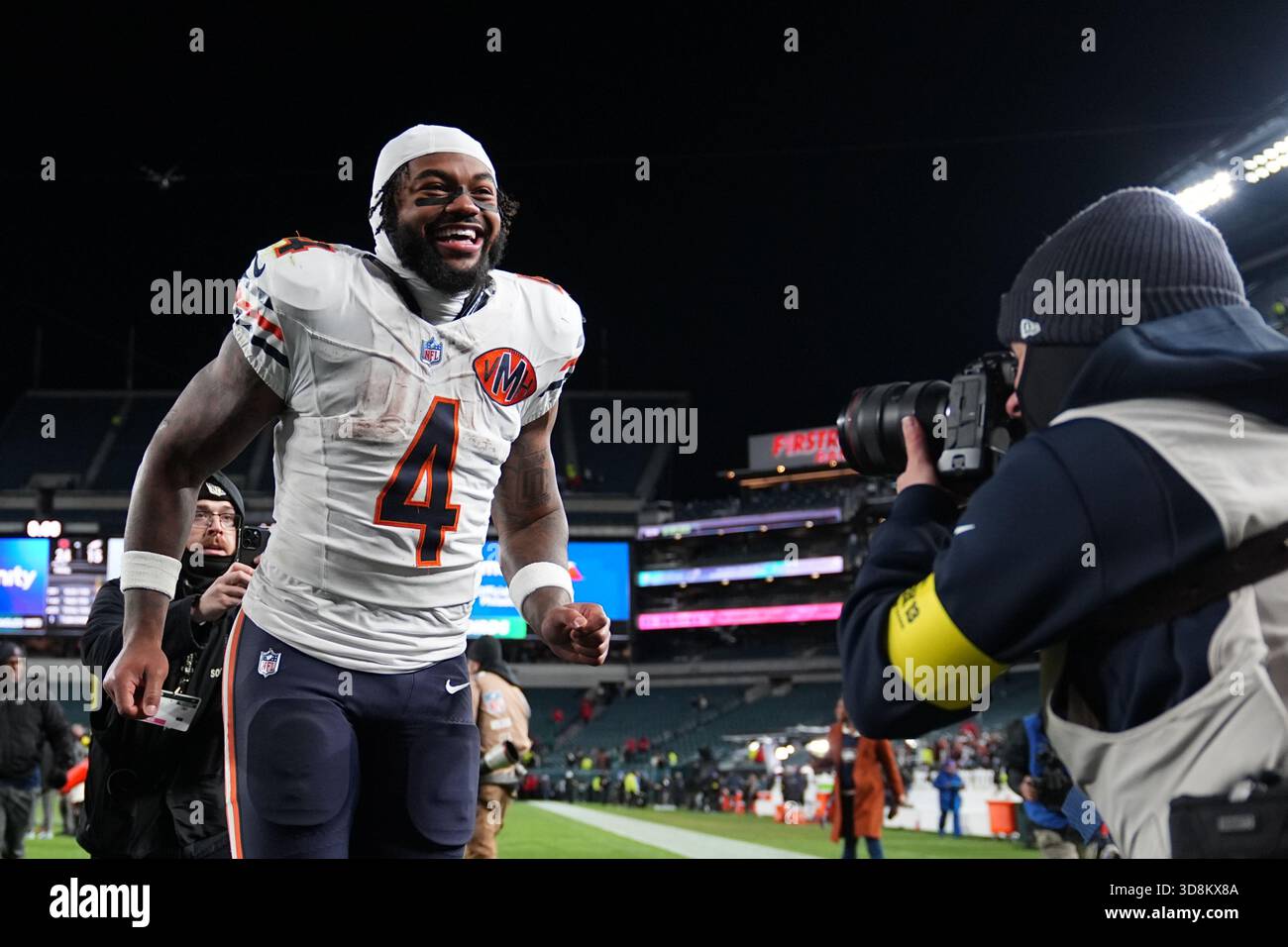 Chicago Bears' D'Andre Swift in action after an NFL football game ...