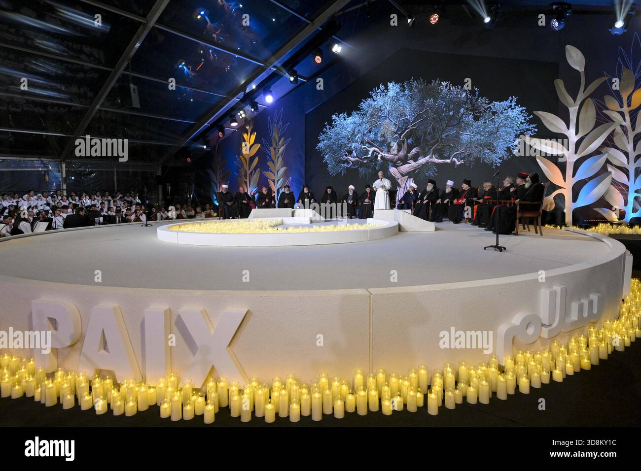 **NO LIBRI** Lebanon , Beirut, 2025/12/1 Pope Leo XIV attends an ecumenical and interreligious ...