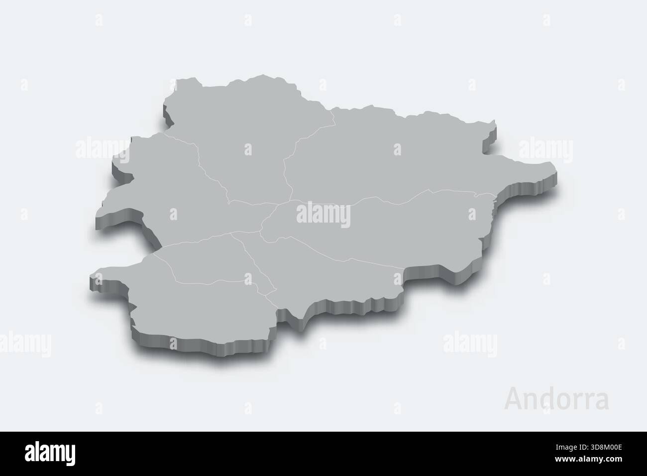 Andorra 3d isometric map with borders regions 3d isometric map with ...