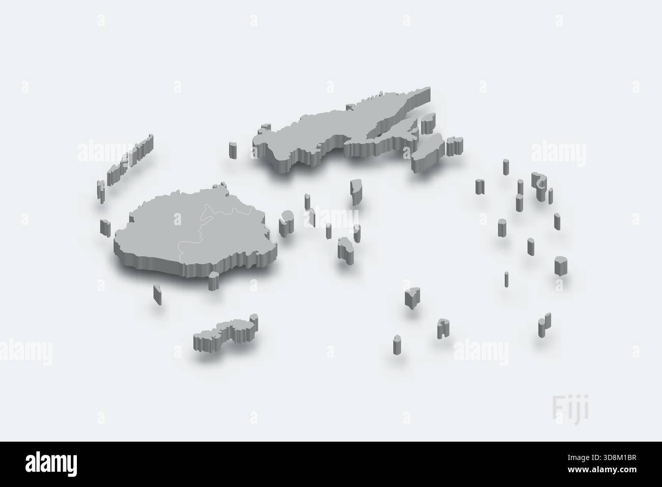Fiji 3d isometric map with borders regions Stock Vector Image & Art - Alamy