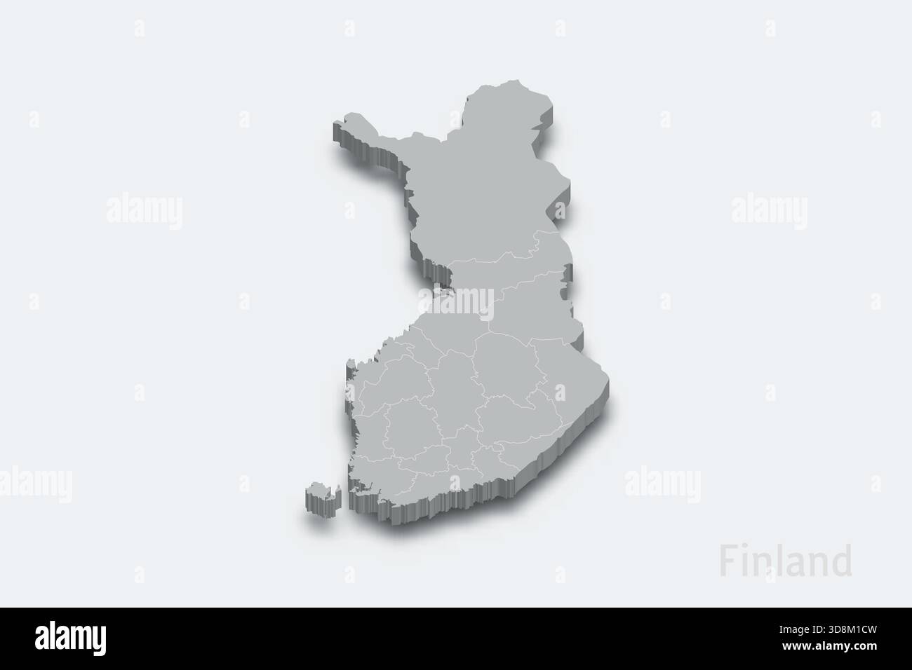 Finland 3d isometric map with borders regions 3d isometric map with ...