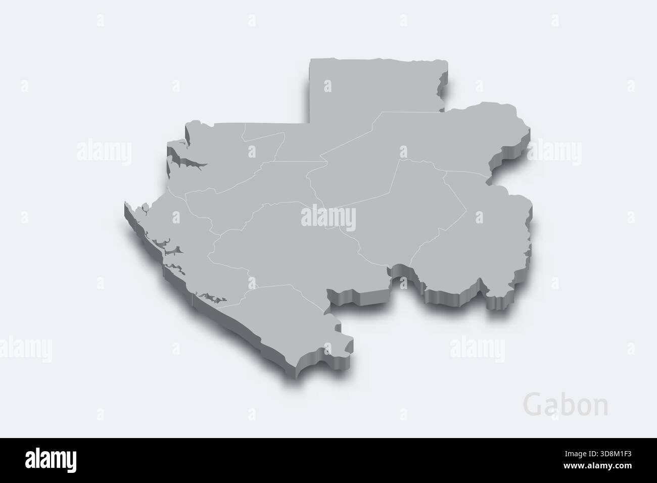 Gabon 3d isometric map with borders regions Stock Vector Image & Art ...