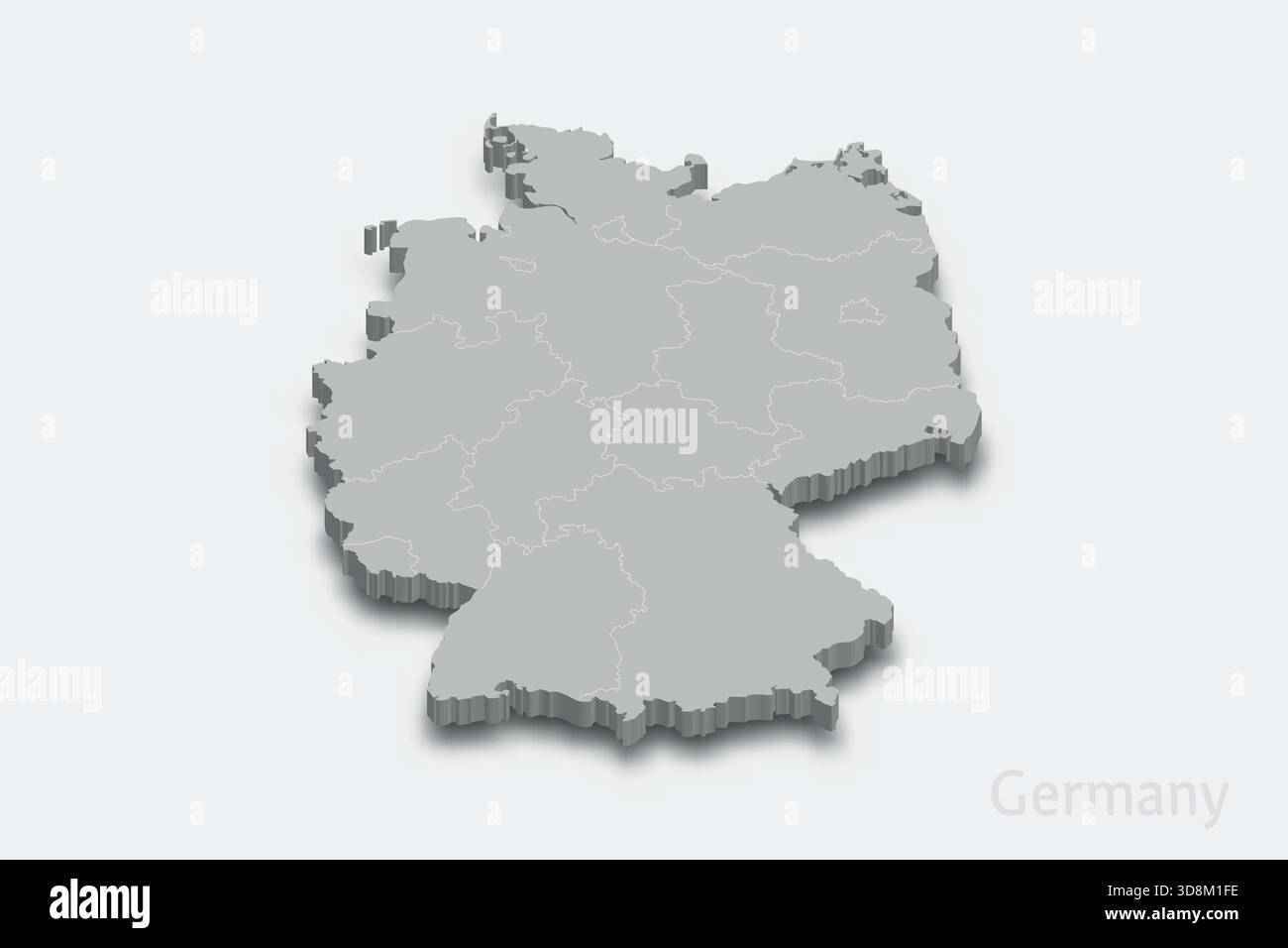 Germany 3d isometric map with borders regions 3d isometric map with ...