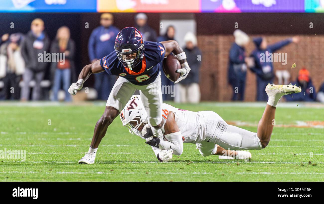 Virginia wide receiver Cam Ross (6) runs by Virginia Tech Hokies ...