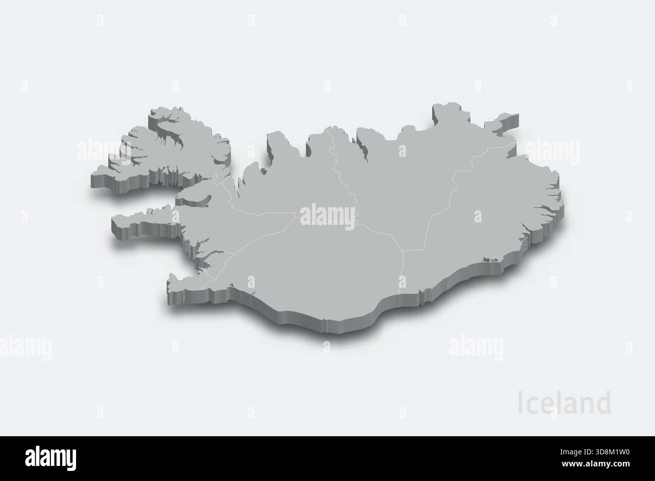 Iceland 3d isometric map with borders regions 3d isometric map with ...