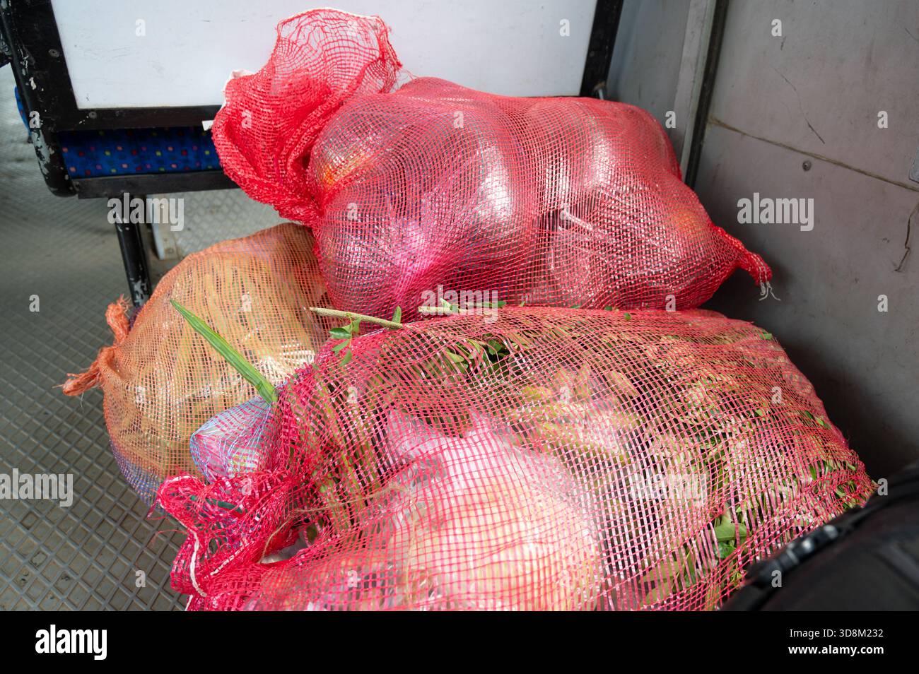 Food Bags With Vegetable, Fruit, Herbs And Spices In A Bus In India ...