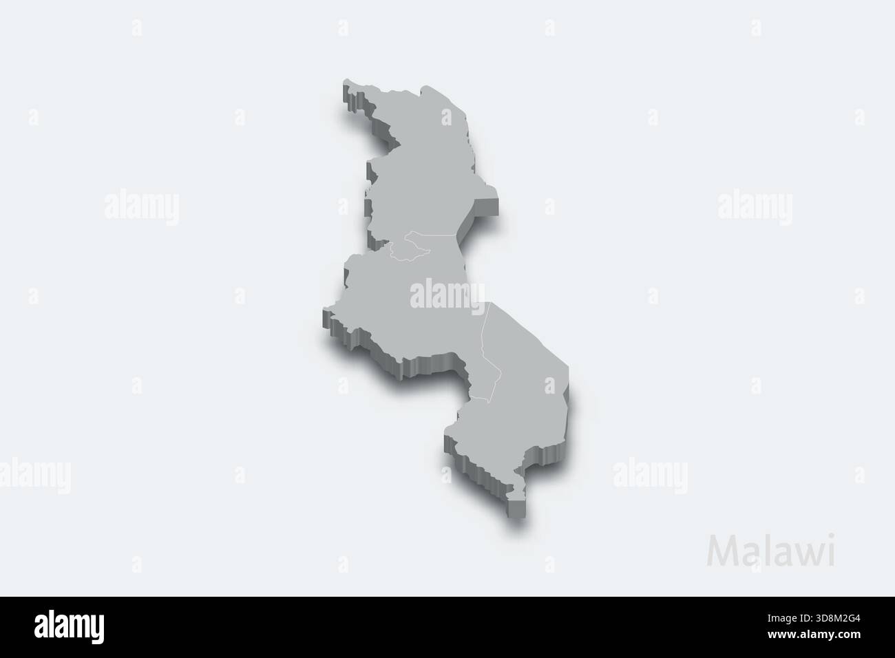 Malawi 3d isometric map with borders regions Stock Vector Image & Art ...
