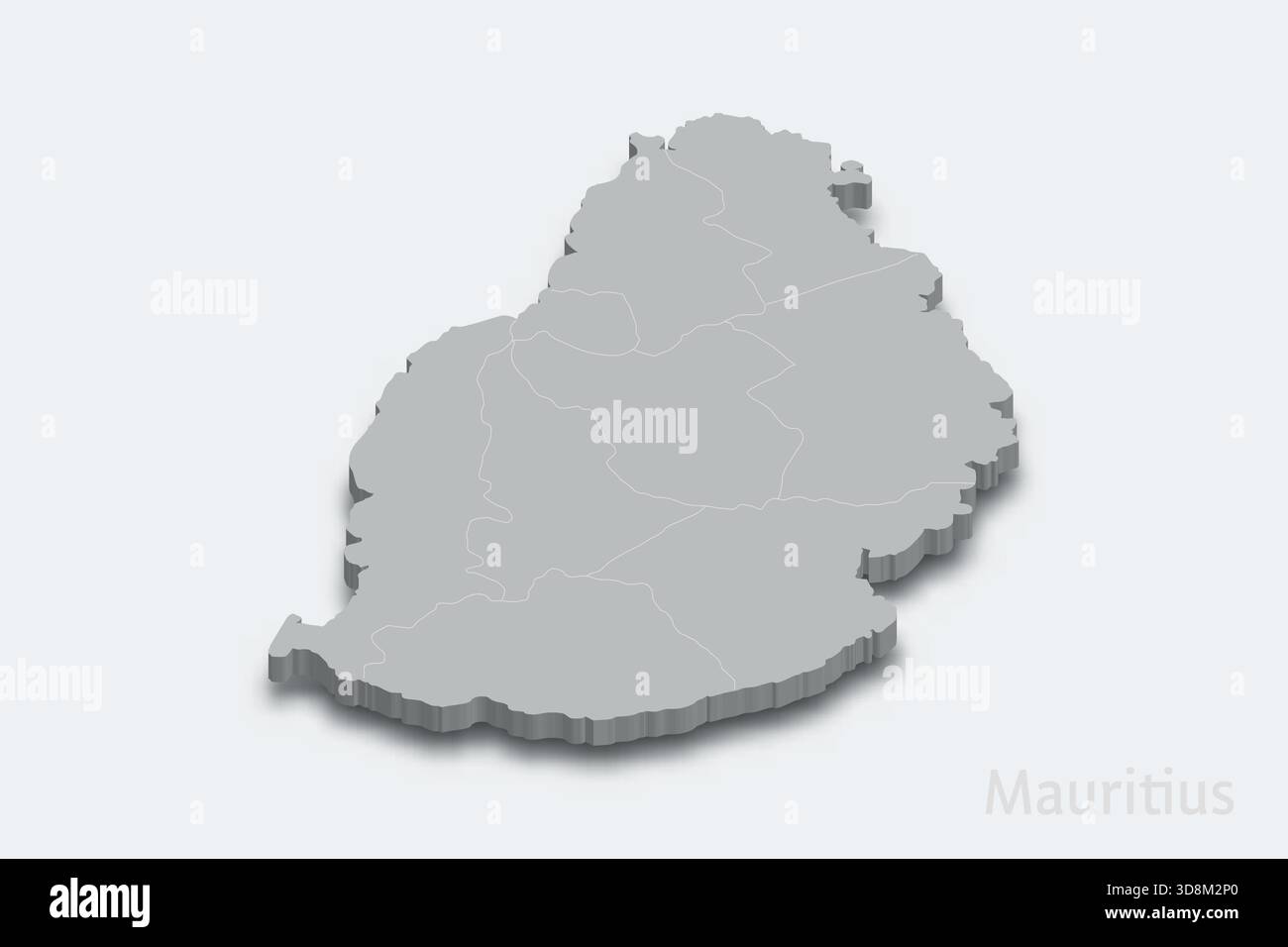 Mauritius 3d isometric map with borders regions Stock Vector Image ...
