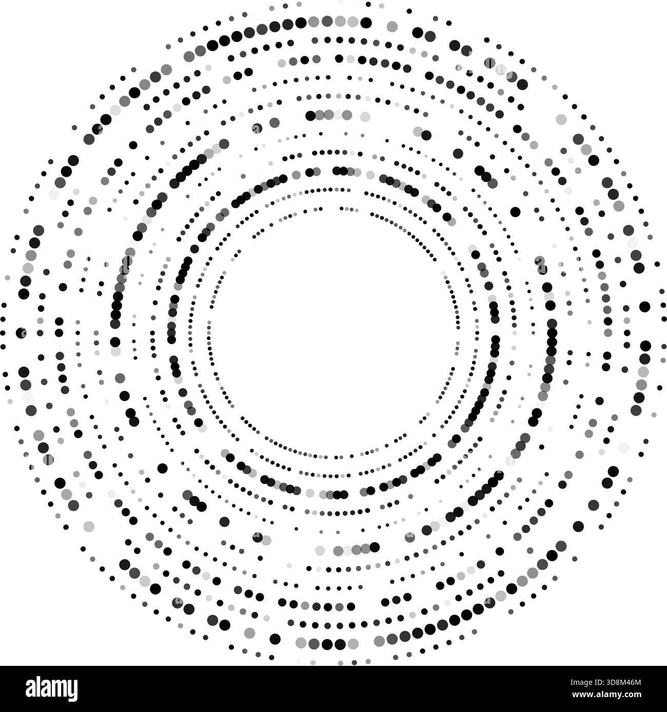 Structured circle composed of multiple evenly spaced concentric dot ...