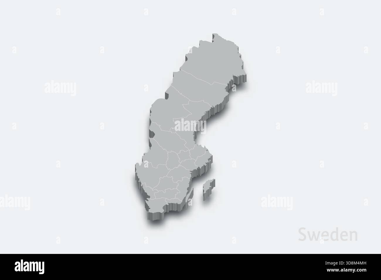 Sweden 3d isometric map with borders regions 3d isometric map with ...