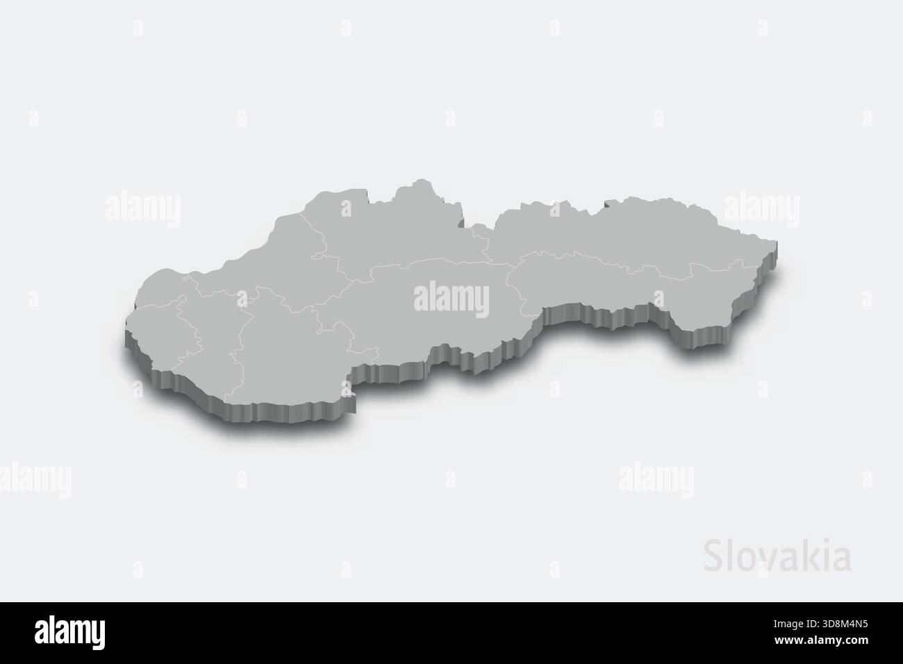 Slovakia 3d isometric map with borders regions 3d isometric map with ...
