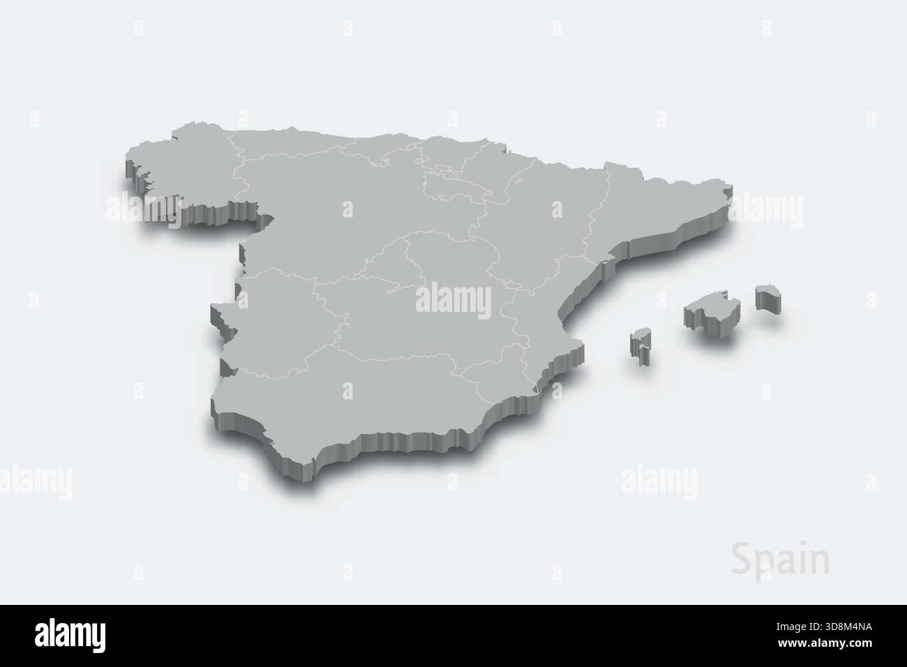 Spain 3d isometric map with borders regions 3d isometric map with ...