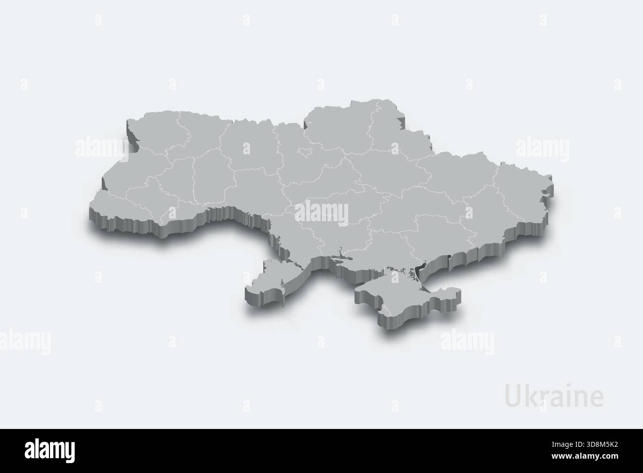 Ukraine 3d isometric map with borders regions 3d isometric map with ...