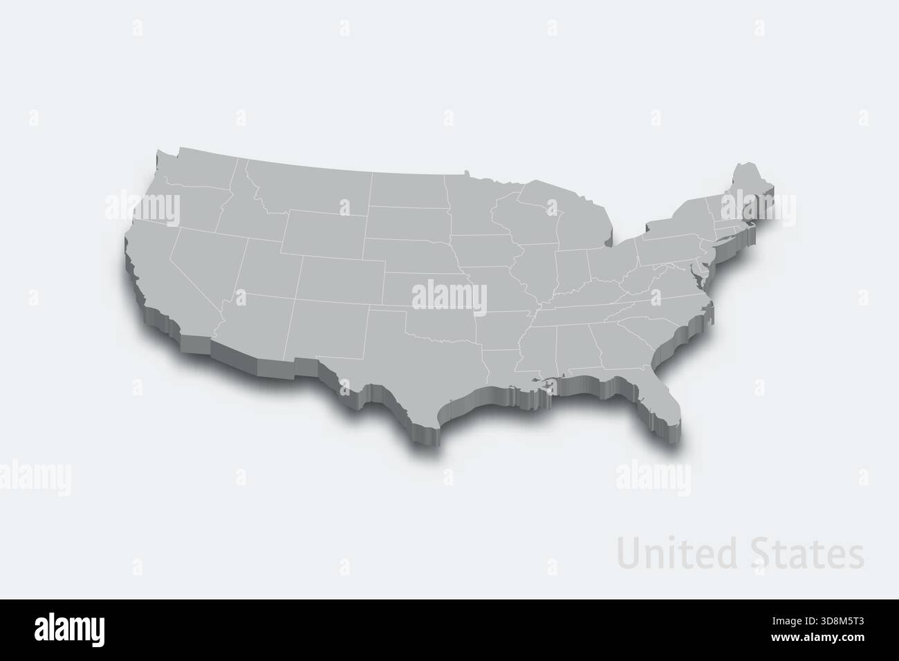 United States 3d isometric map with borders regions Stock Vector Image ...