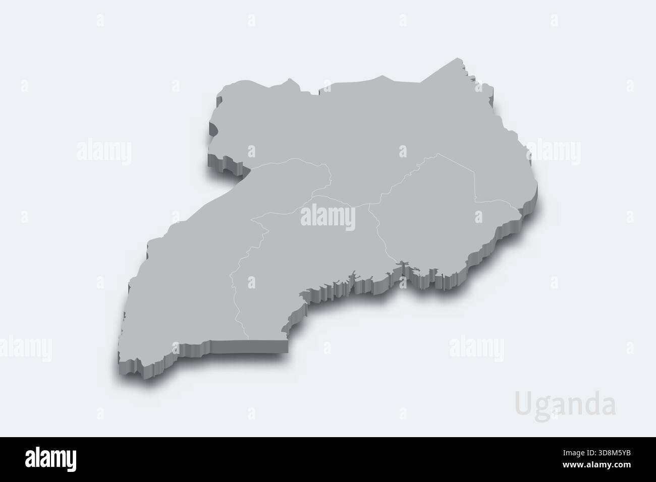 Uganda 3d isometric map with borders regions Stock Vector Image & Art ...