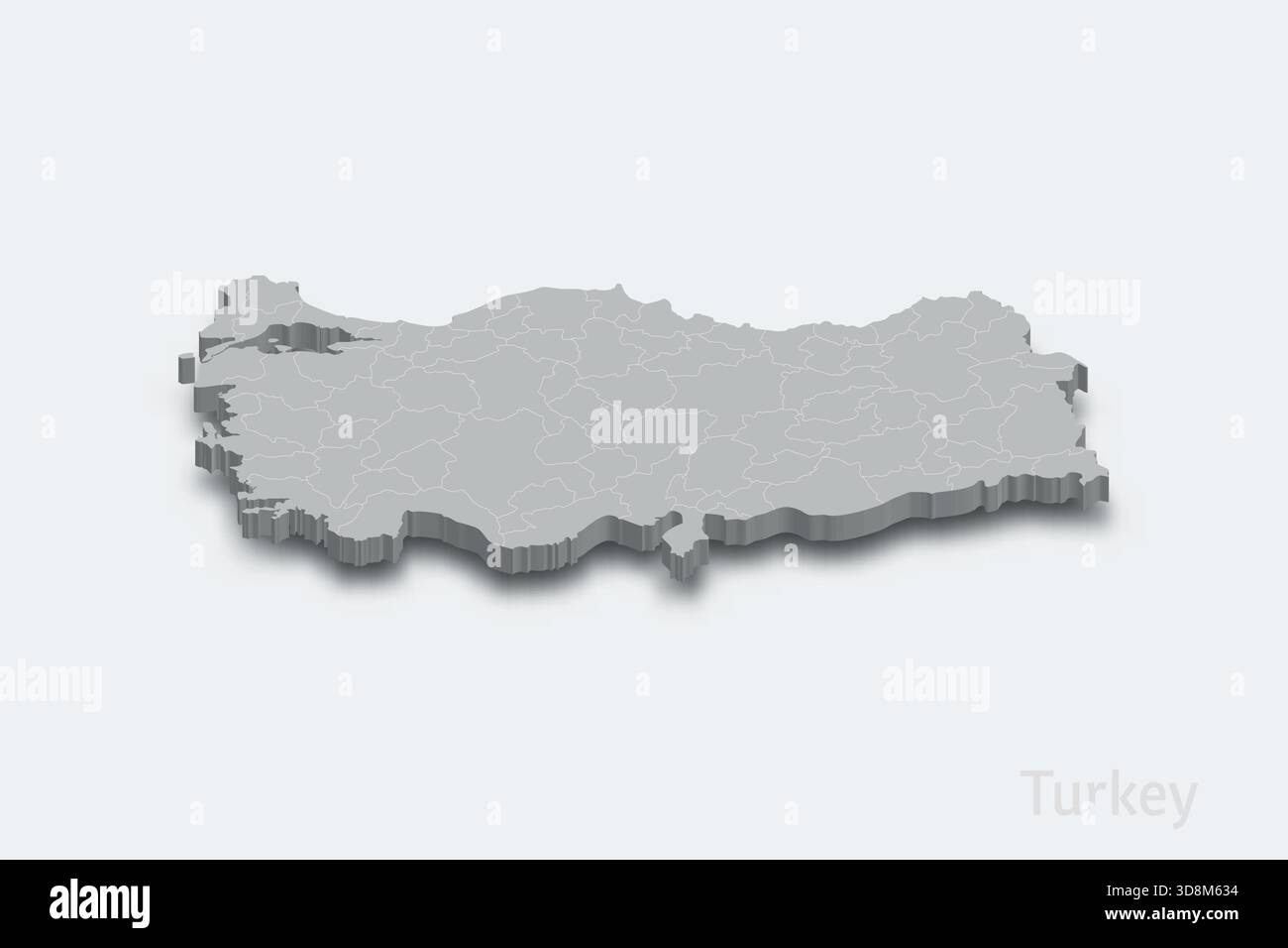 Turkey 3d isometric map with borders regions 3d isometric map with ...