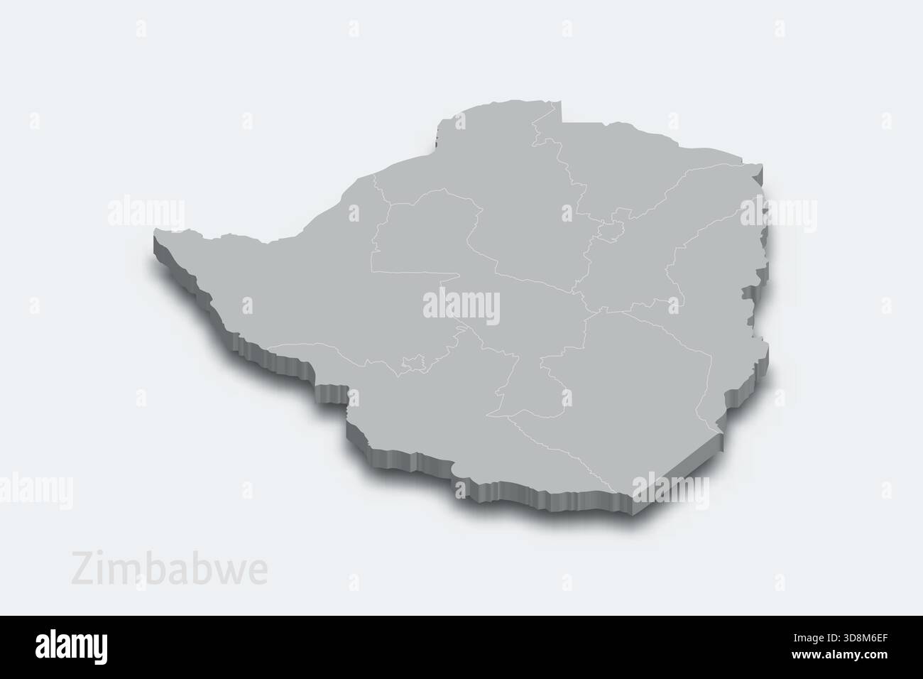 Zimbabwe 3d isometric map with borders regions Stock Vector Image & Art ...