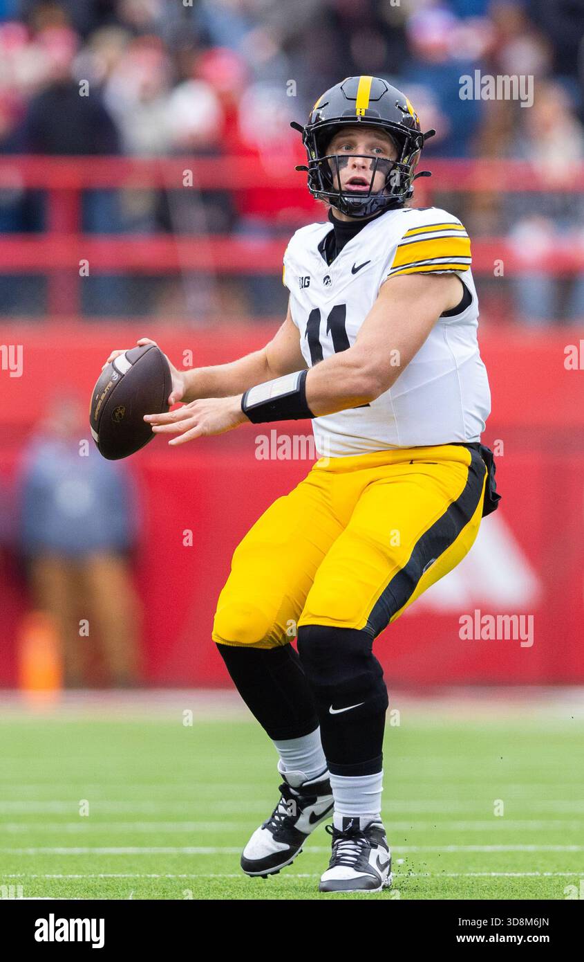 Iowa quarterback Mark Gronowski (11) plays against Nebraska during the ...