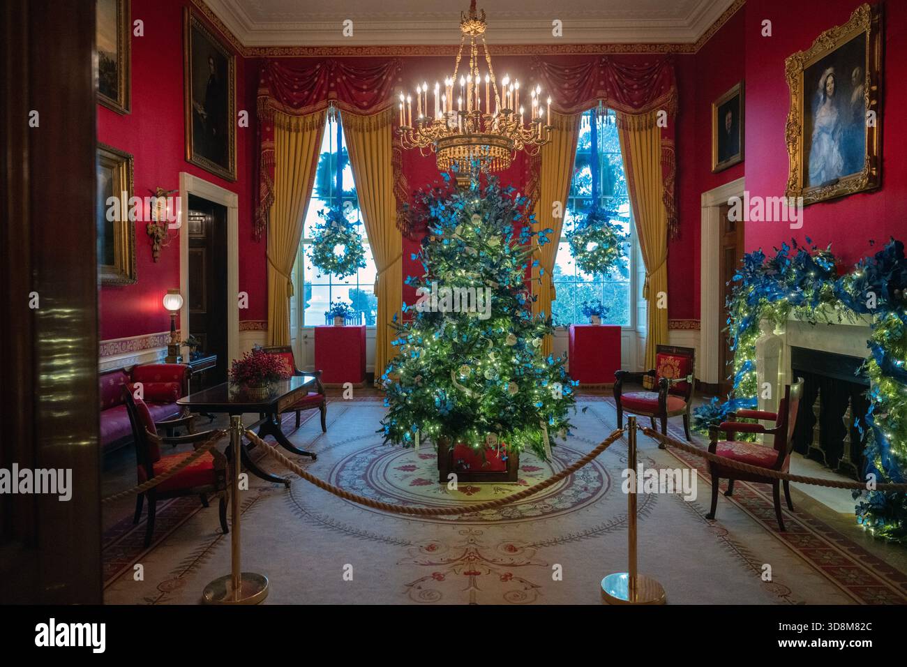 The Red Room during the media advance tour of the 2025 White House ...