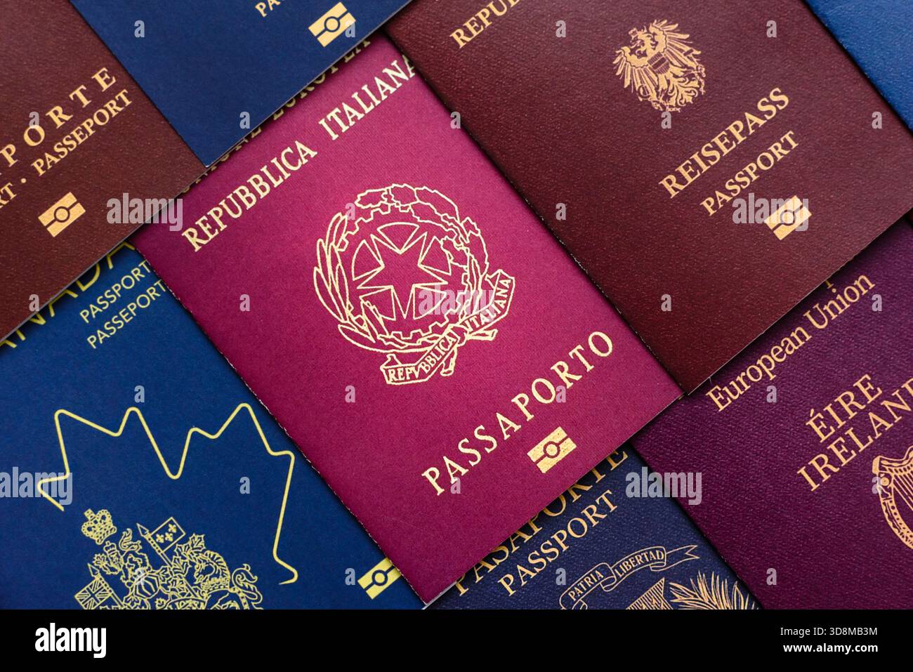 Passports of citizens of different countries of the world, background ...