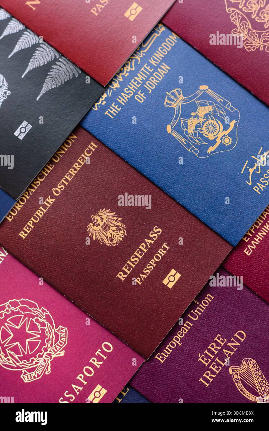 Passports of citizens of different countries of the world, background ...
