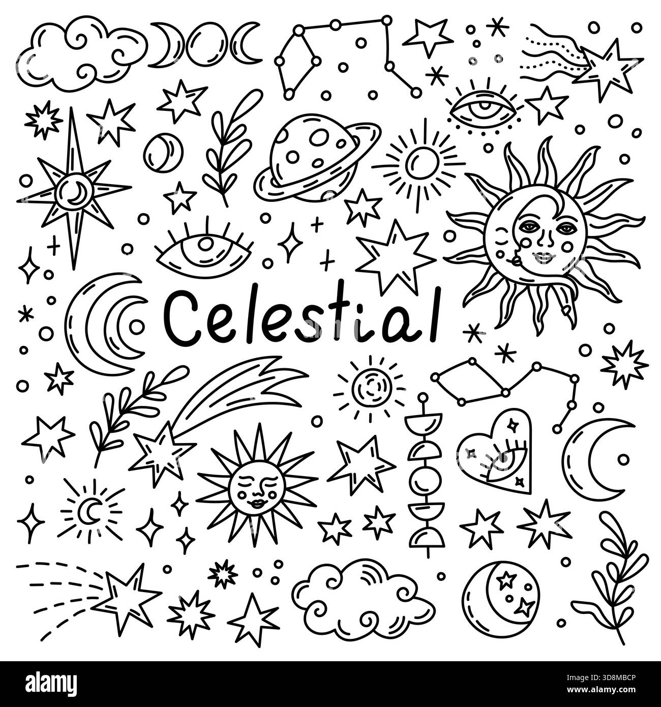 Celestial designs vector sun and moon hi-res stock photography and ...