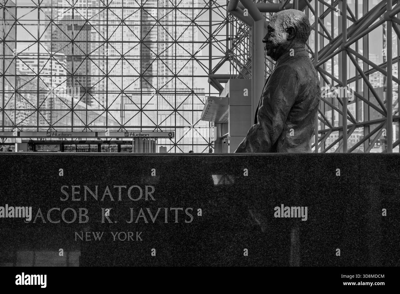 Statue of Senator Jacob K. Javits at the convention center that bears ...