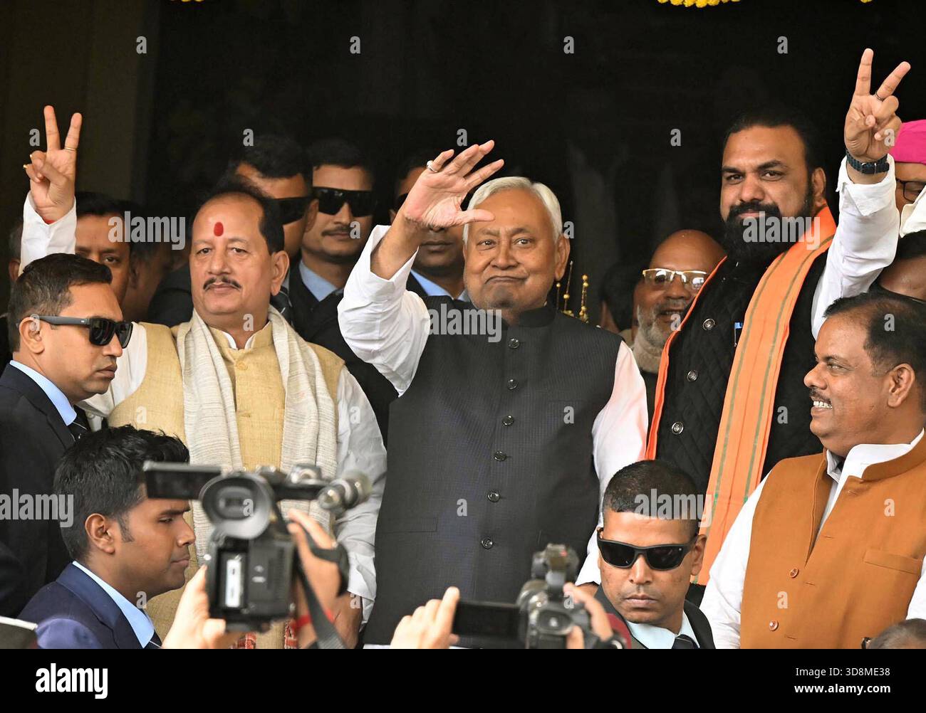 PATNA, INDIA - DECEMBER 1: Bihar Chief Minister Nitish Kumar with ...